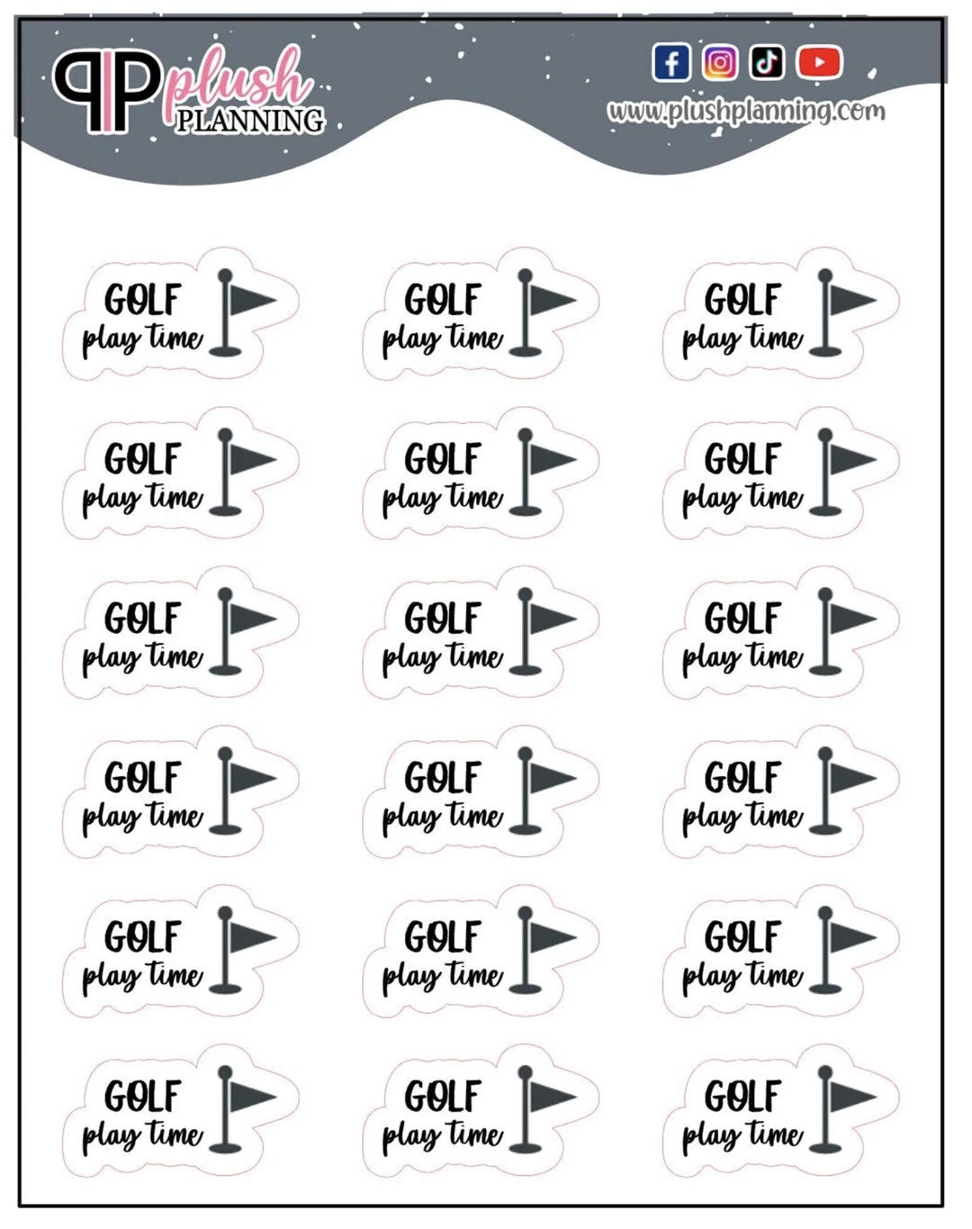 Golf Play Time Tracker Mixed Script With Icon Planner Stickers, Mini ...