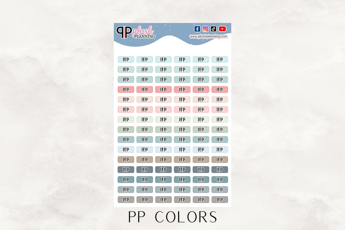 IEP Mini Label Tracker Planner Stickers, Removable Stickers, Plush ...