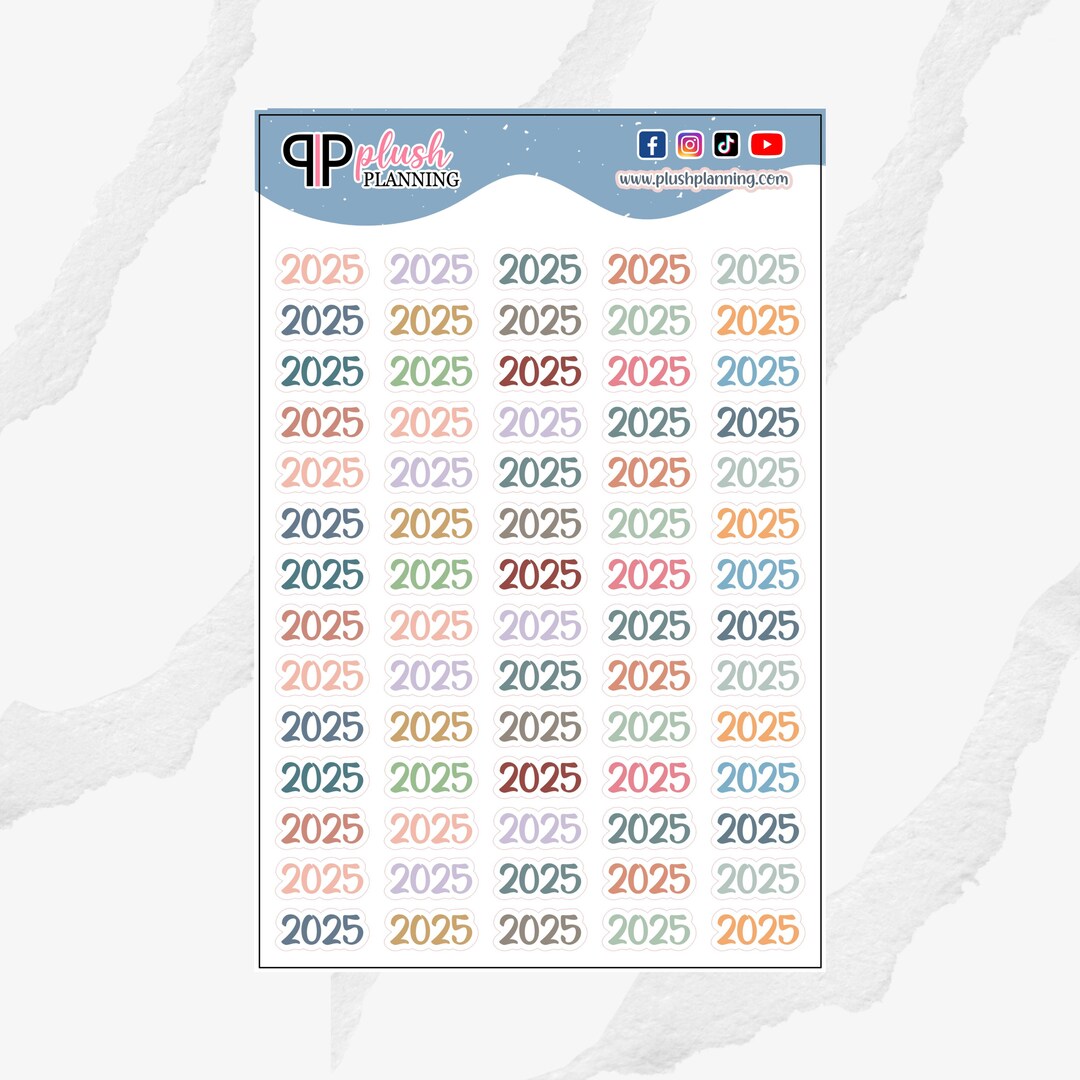 2025 Year Script Planner Stickers, Functional Stickers, 2025 Year Cover ...