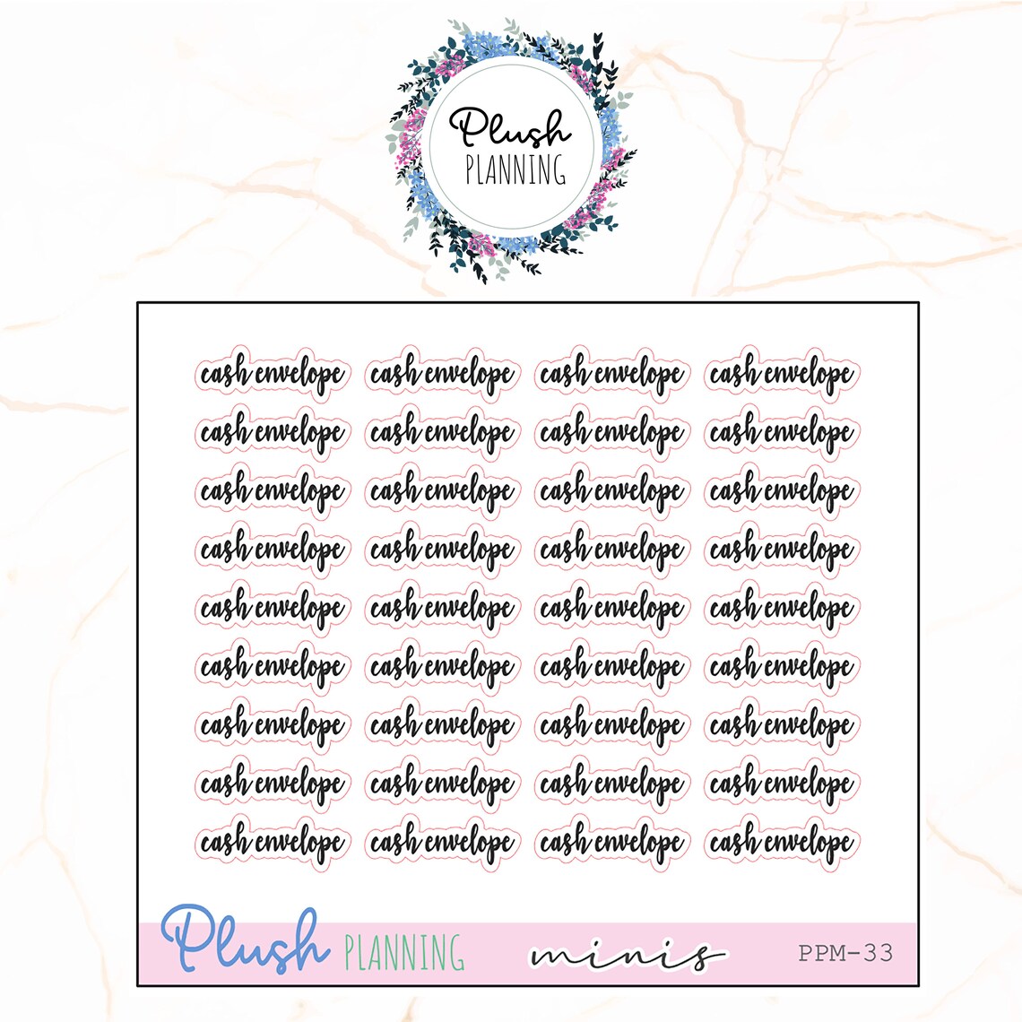 Cash Envelope Scripts Planner Stickers Minis Collection - Etsy