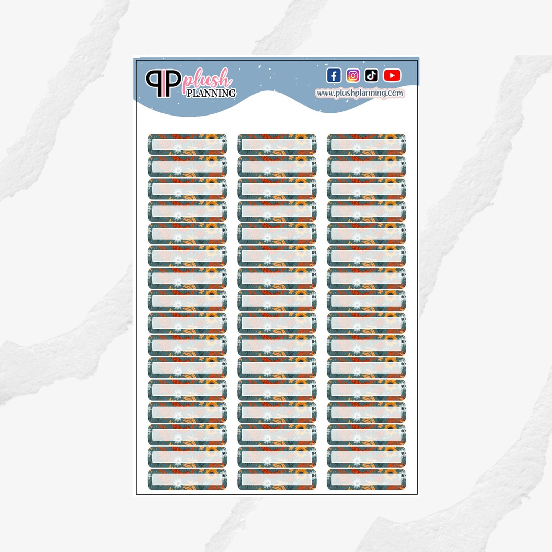 Writable Fall Theme Design 5 Label Tracker Planner Stickers, White ...