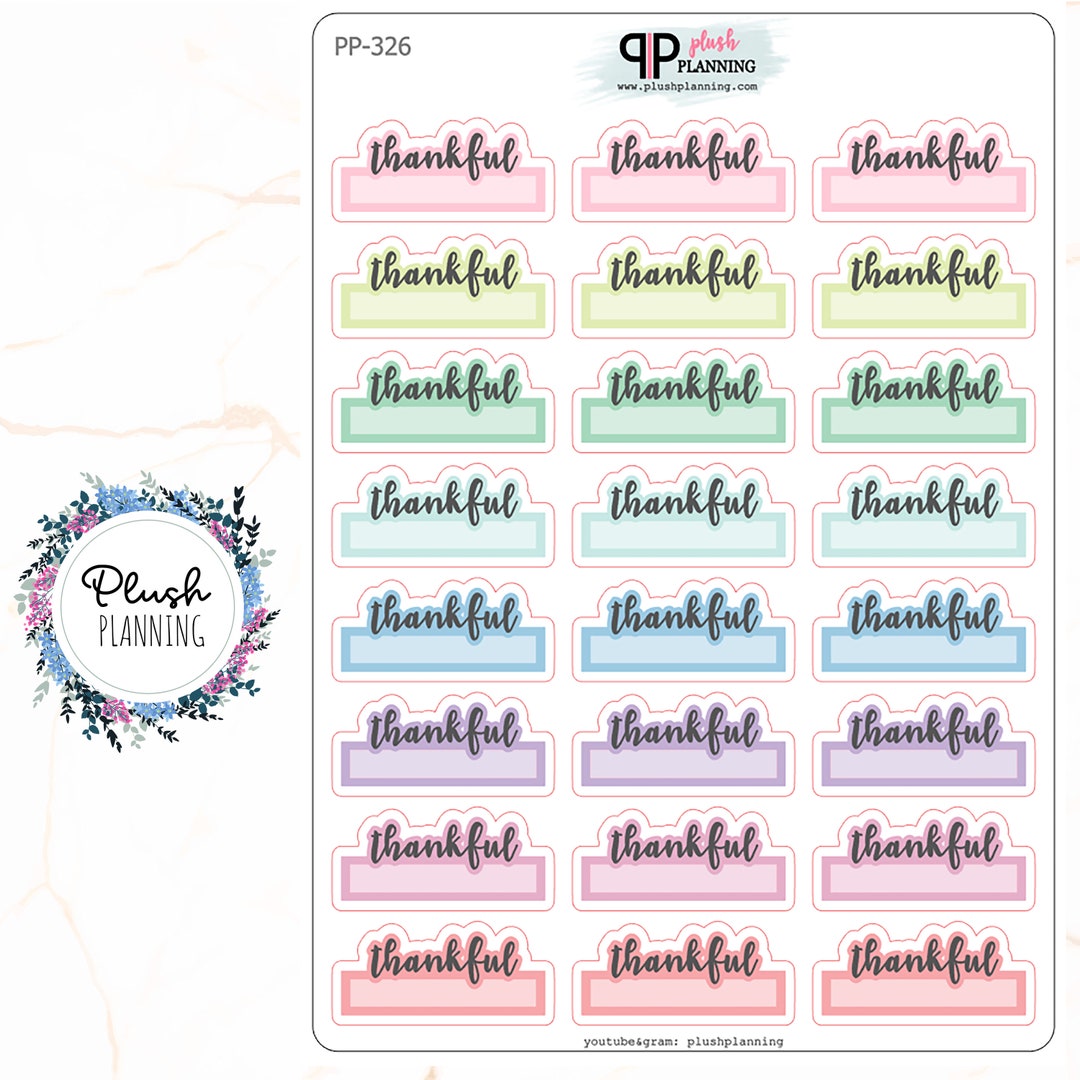 THANKFUL SCRIPT Box Label Planner Stickers - Etsy