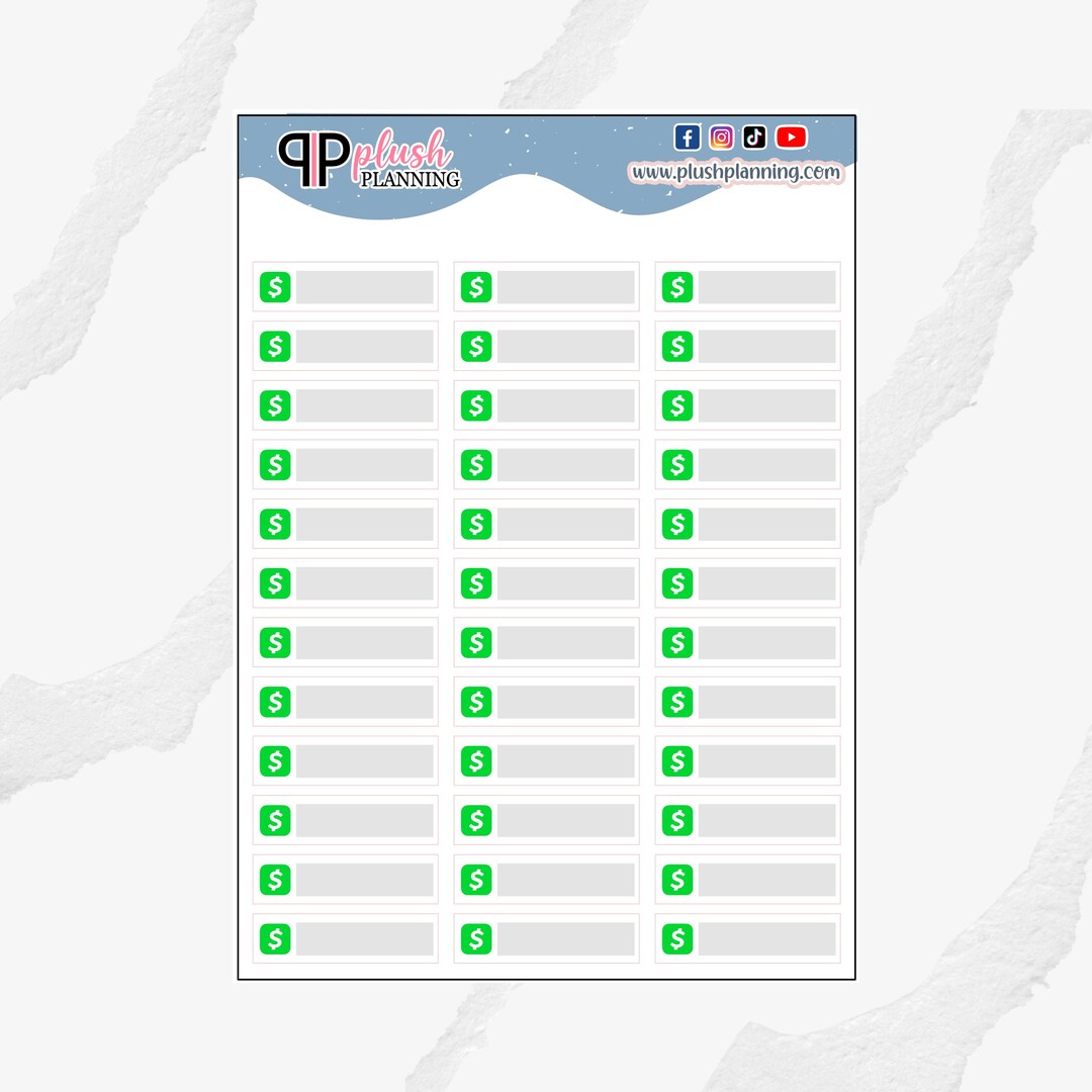 Cashapp Icon Label Planner Stickers, Removable Stickers, Plush Planning ...