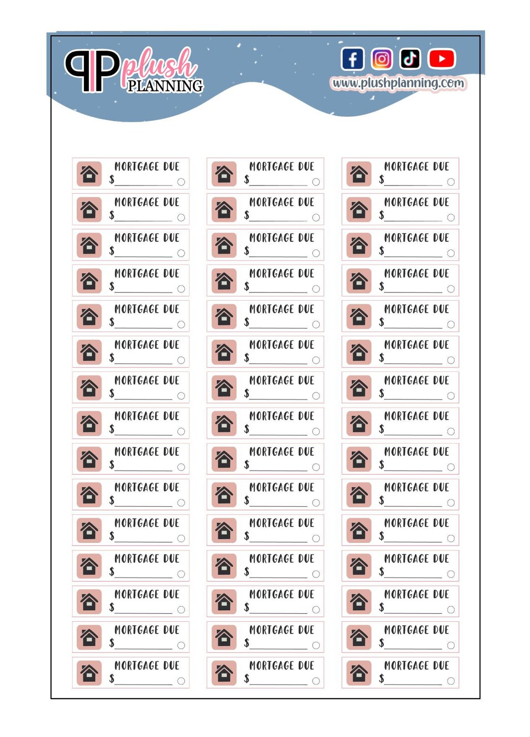 Mortgage Due Bill Stickers With Icon and Checklist Planner Stickers ...