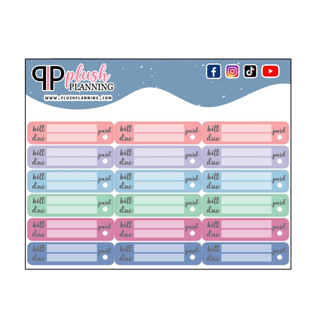 Bill Due Label Tracker Planner Stickers, Budget Planning, Monthly ...