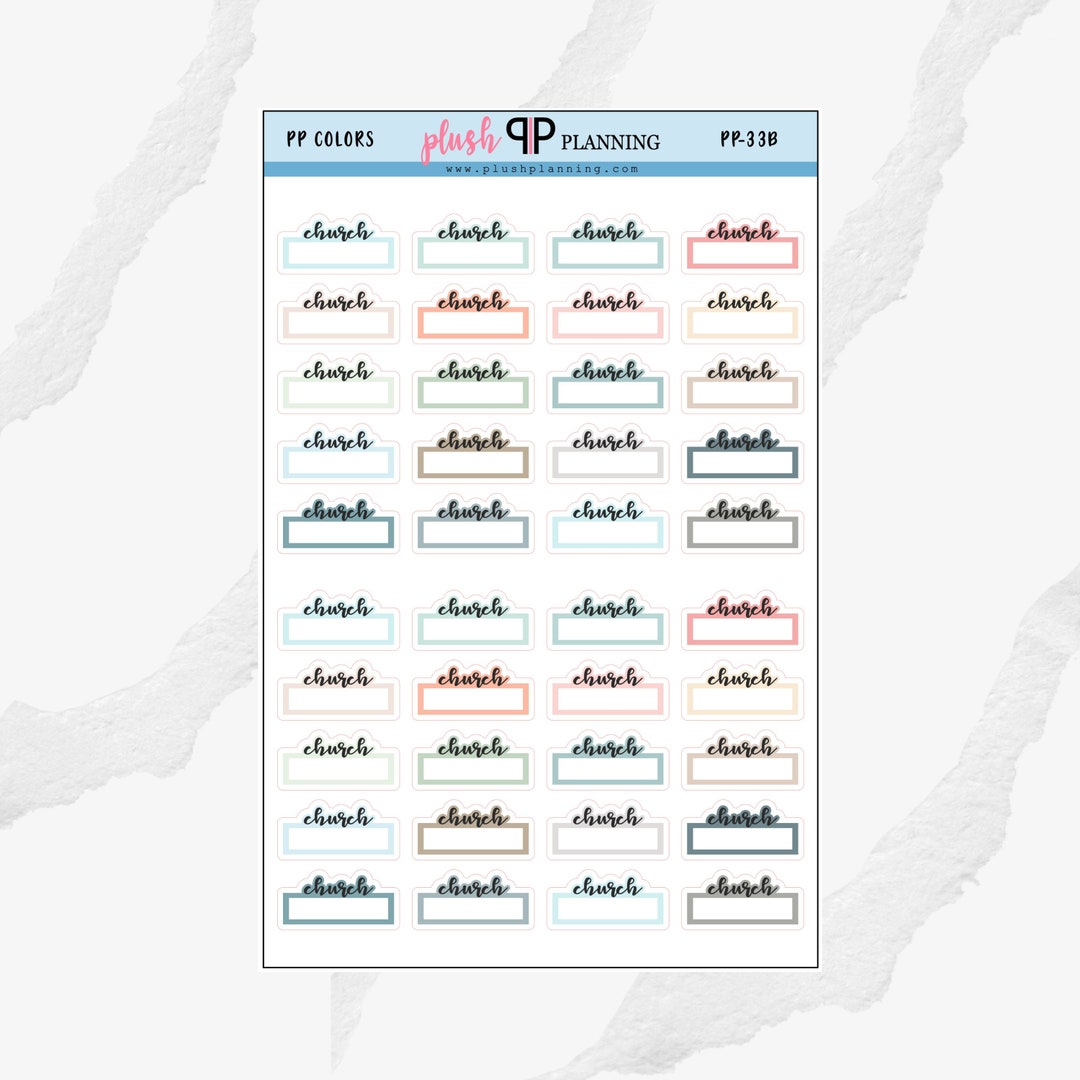 Church Script Box Planner Stickers, Functional Planner Stickers ...