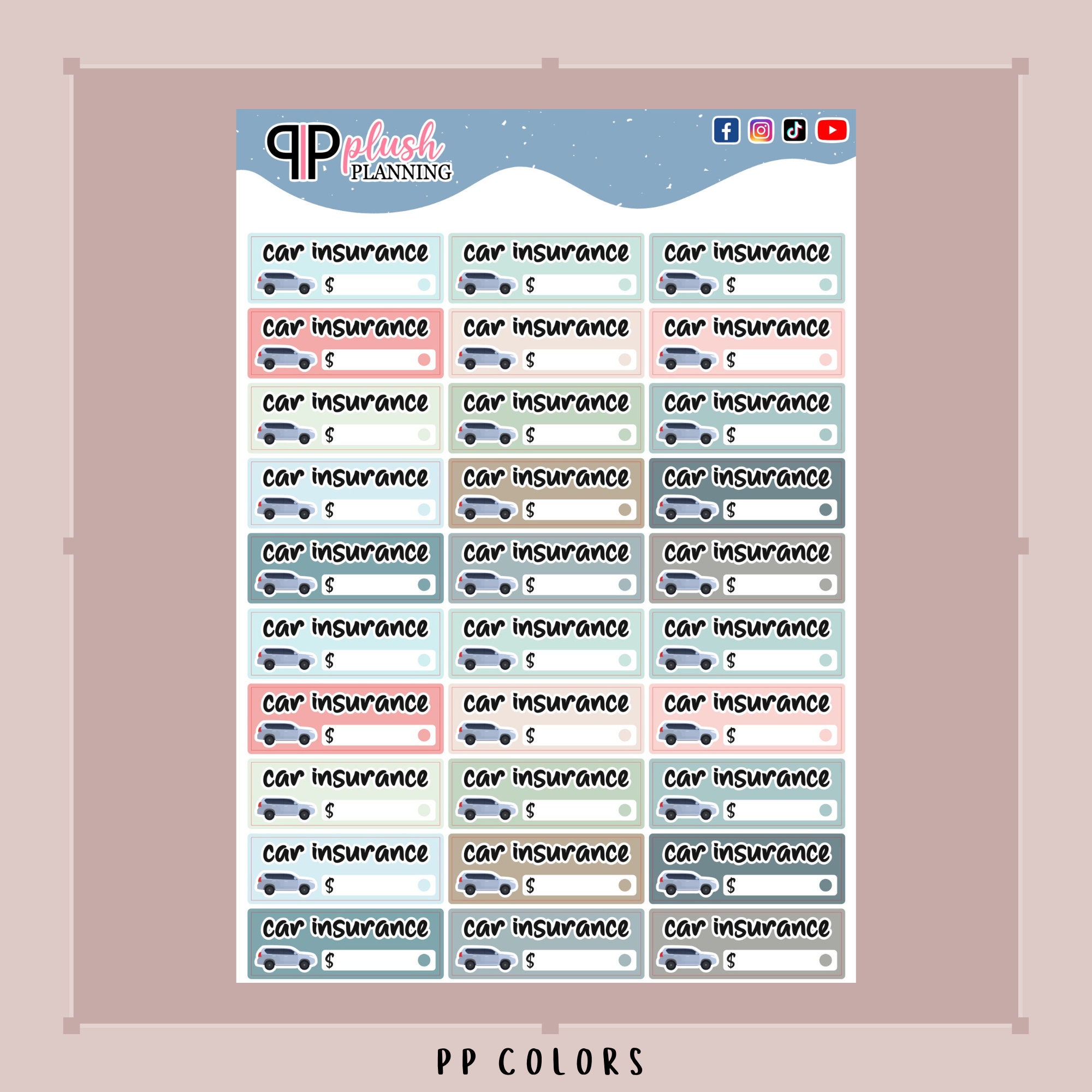 Car Insurance Tracker Checklist Planner Stickers - Etsy