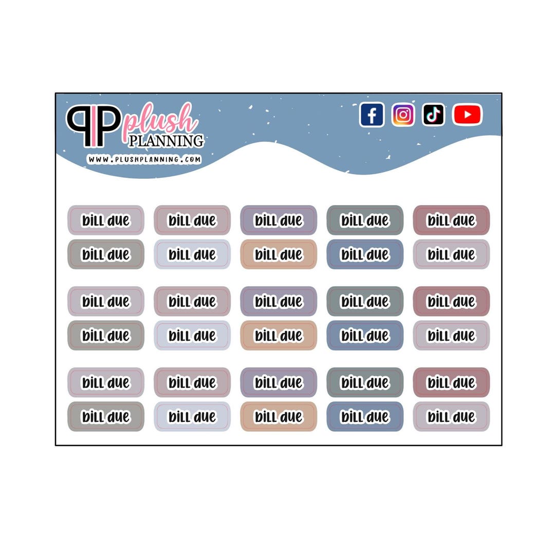 Mini Bill Due Labels Planner Stickers, Functional Planner Stickers ...