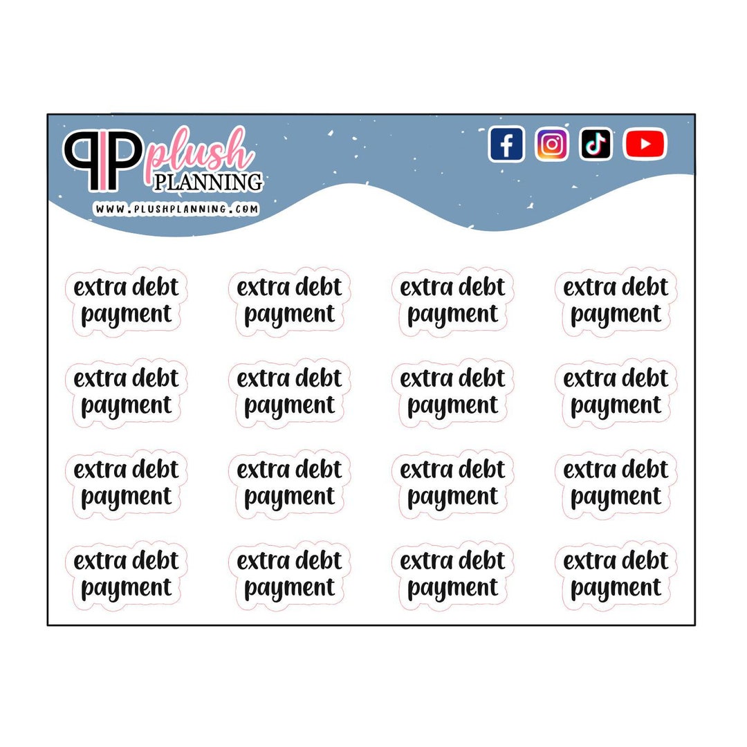 Extra Debt Payment Script Tracker Planner Stickers, Functional Script ...