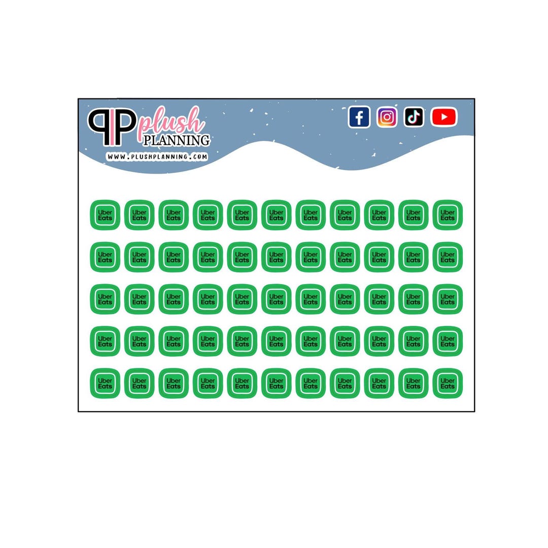 Uber Eats Planner Stickers, Food Tracker Stickers (55 Ct) - Etsy