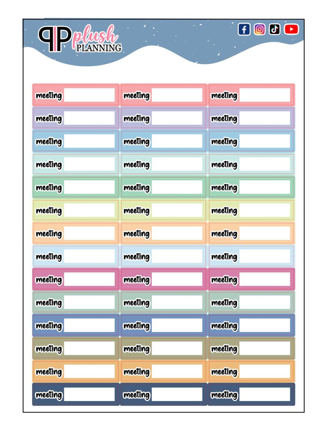 Meeting Label Tracker, Functional Planner Stickers, Pick A Color - Etsy