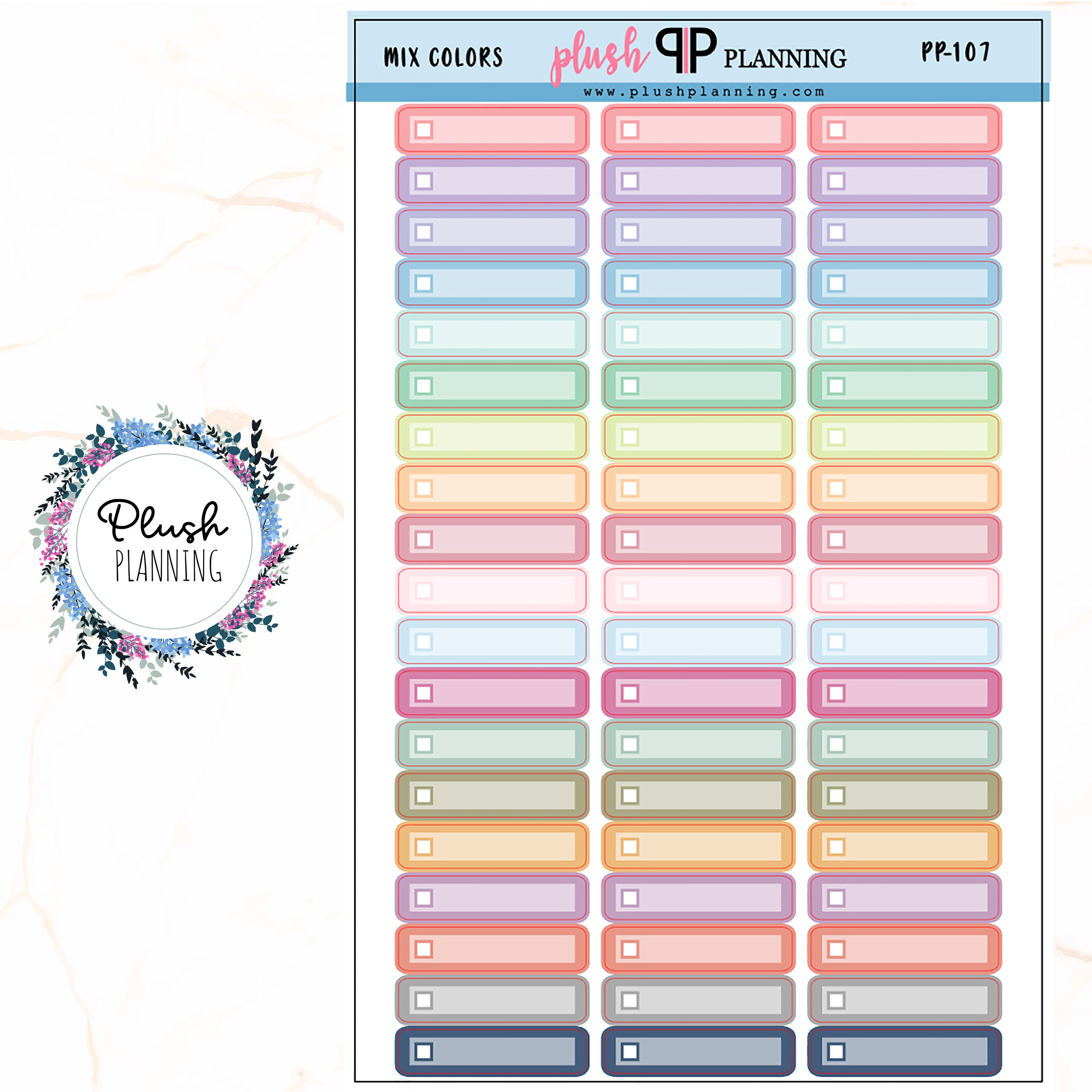 Individual Checklist Label Planner Stickers Mix Colors PP | Etsy