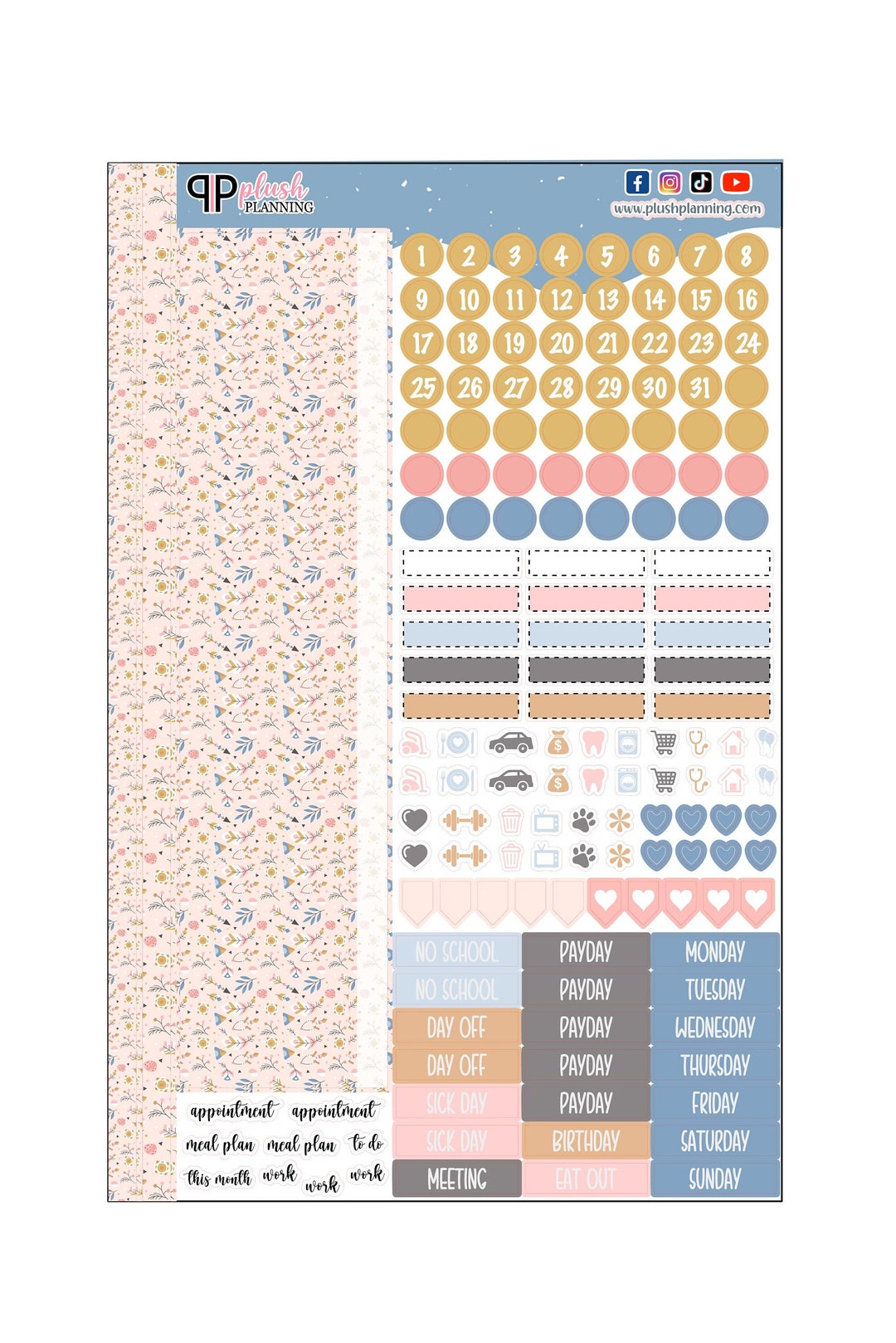 Make It Boho Spring Time Design Planner Stickers, Laurel Denise Monthly ...