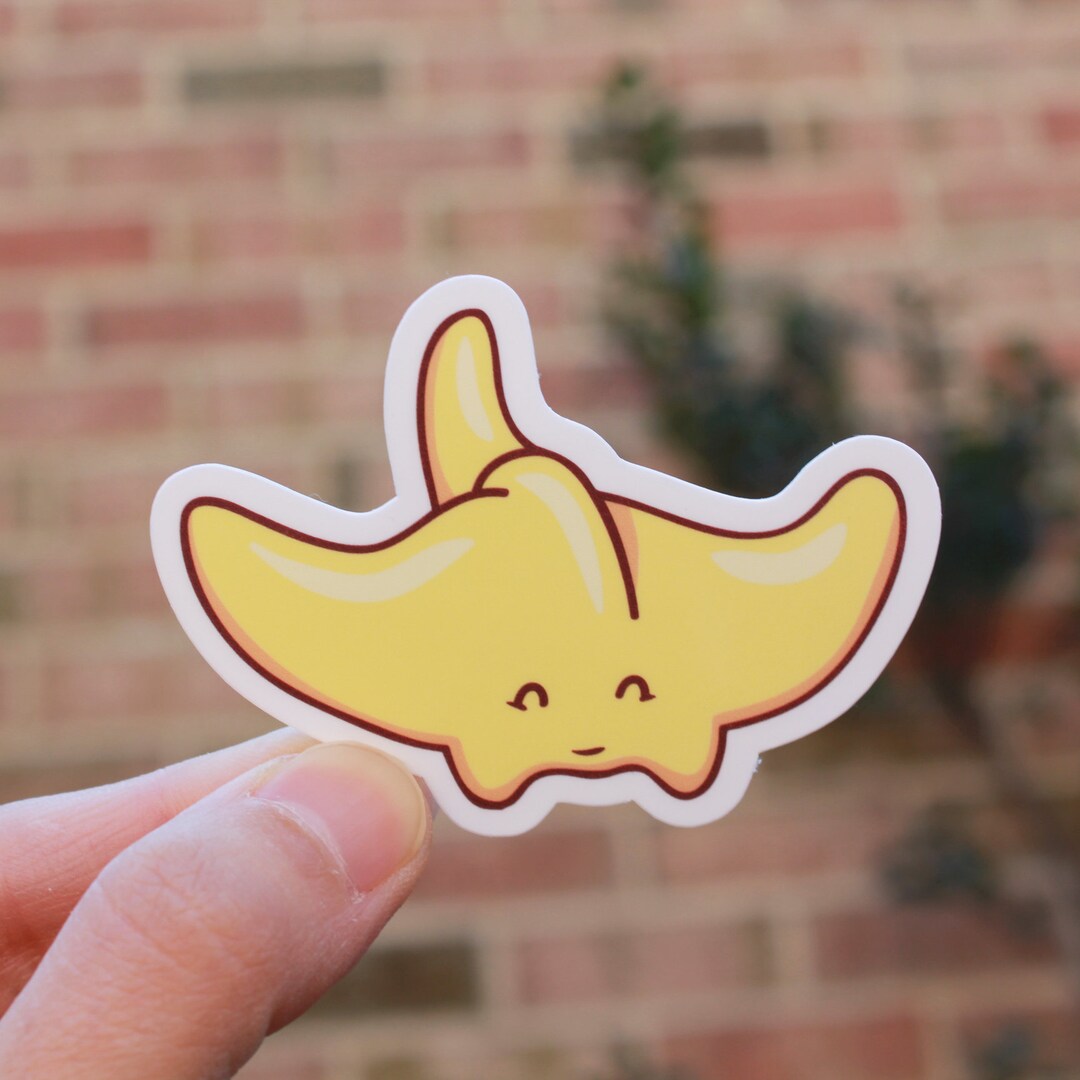 Cute Yellow Manta Ray Die Cut Weatherproof Sticker Tumbler Stickers ...