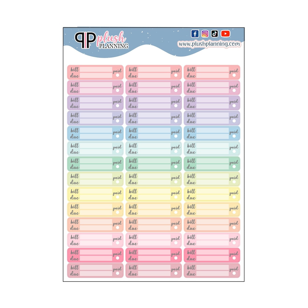 Bill Due Label Tracker Planner Stickers, Budget Planning, Monthly ...