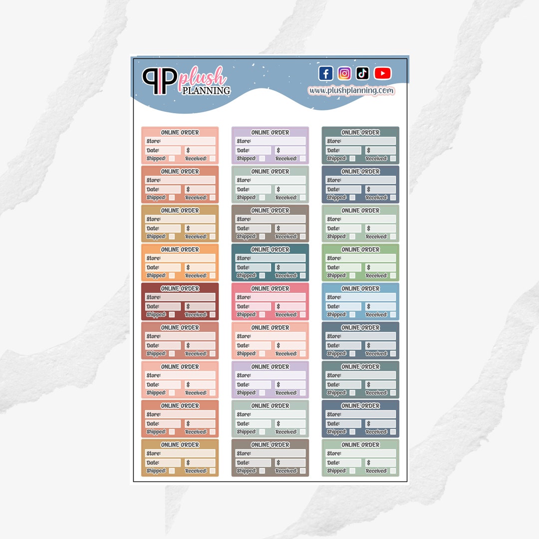 Online Order Tracker Planner Stickers, Plush Planning Colors - Etsy