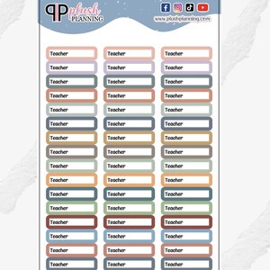 Teacher Label Tracker Planner Stickers, Plush Planning Colors ...