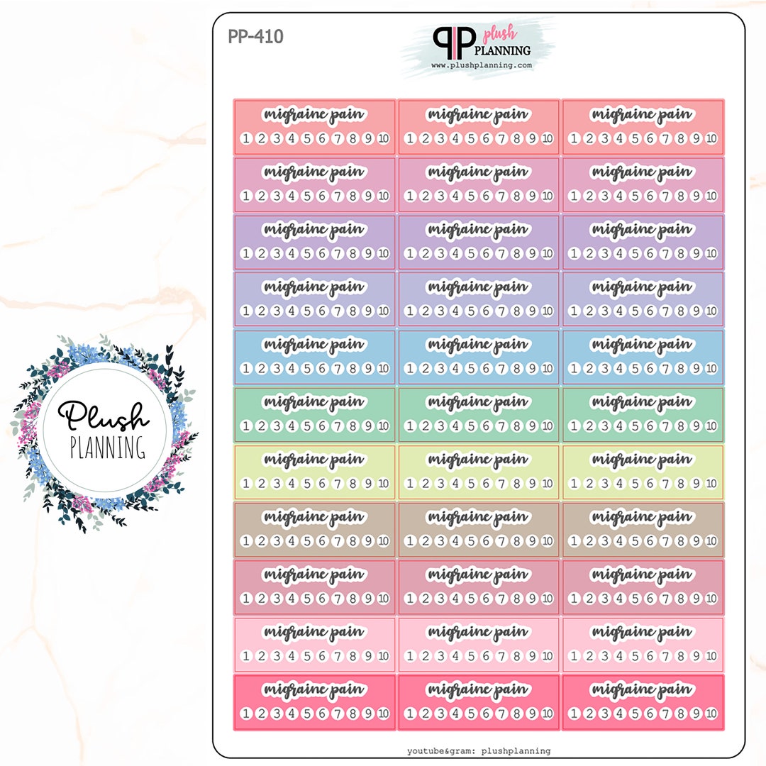 MIGRAINE PAIN TRACKER, Pain Scale Level - Etsy
