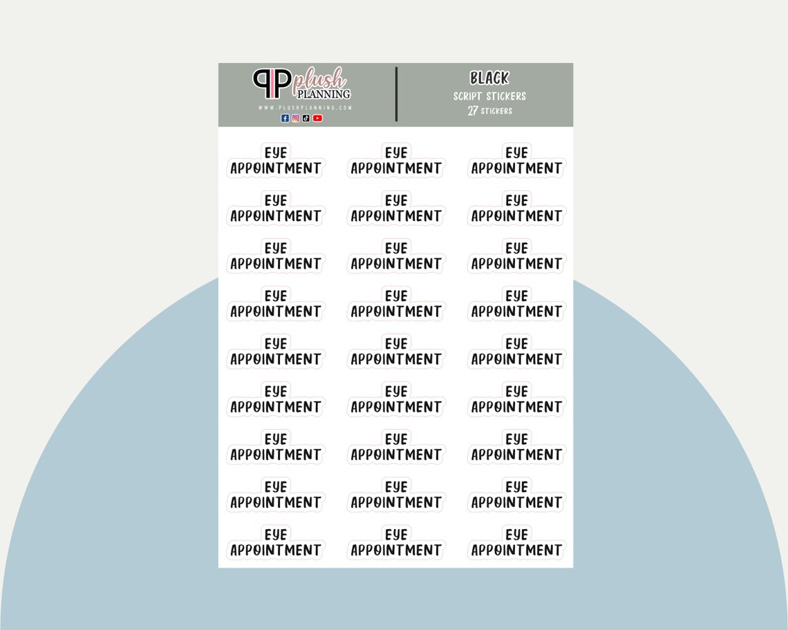 Eye Appointment Script Tracker Planner Stickers Black Color - Etsy