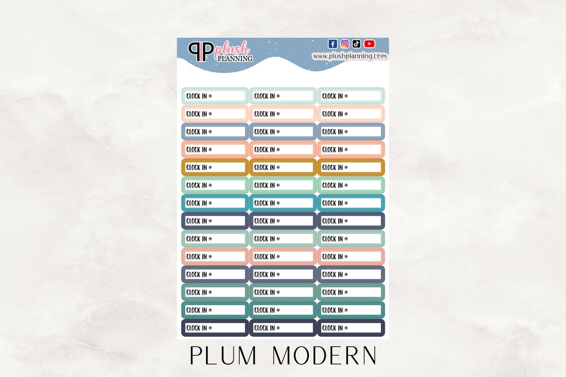 Clock in Label Tracker Planner Stickers Work Schedule Clock - Etsy