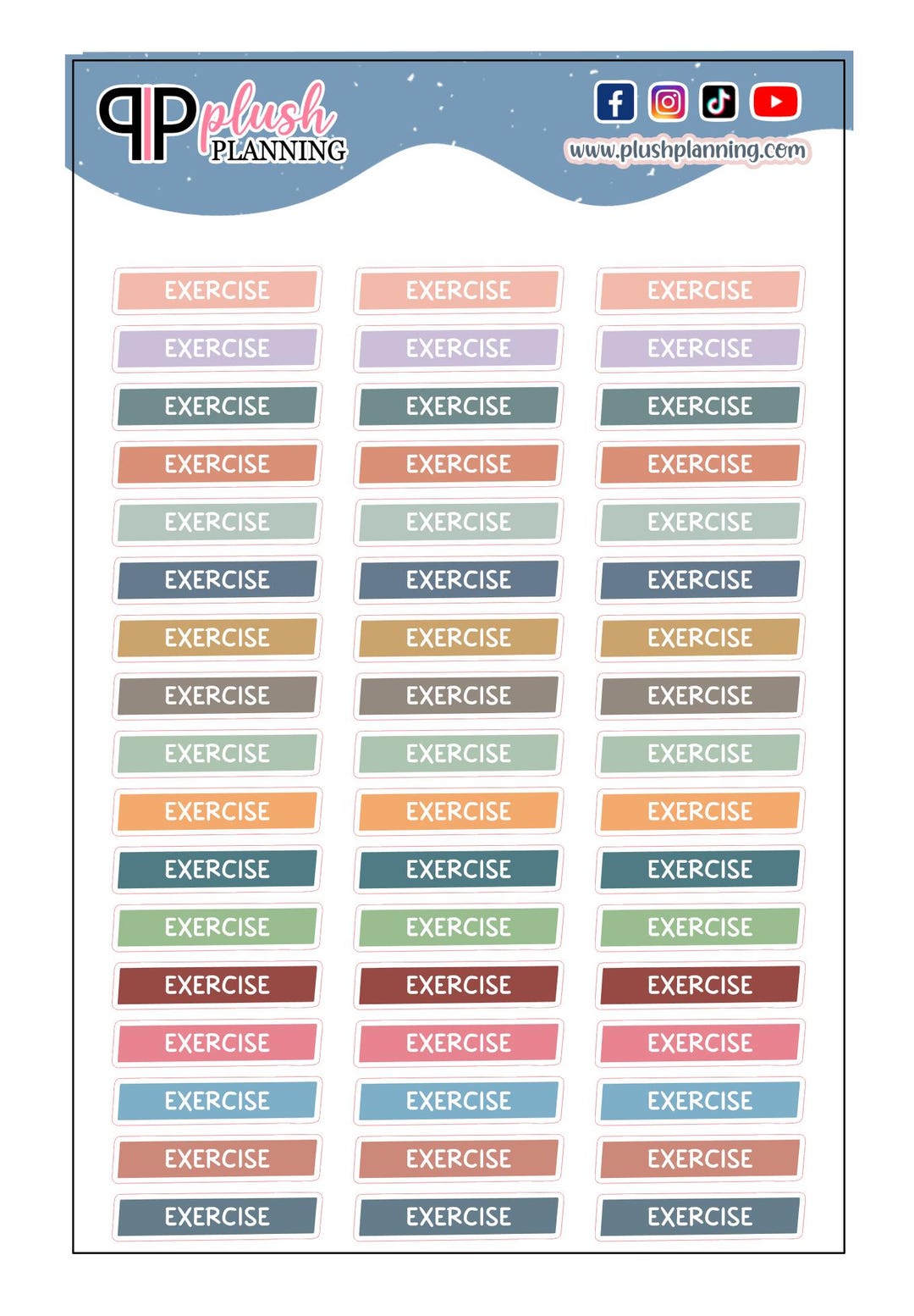 Exercise Label Tracker Planner Stickers, Functional Stickers - Etsy