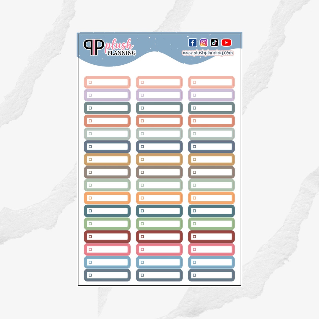 Writable Basic Checkbox Labels for 7x9 Planner Stickers, Functional ...