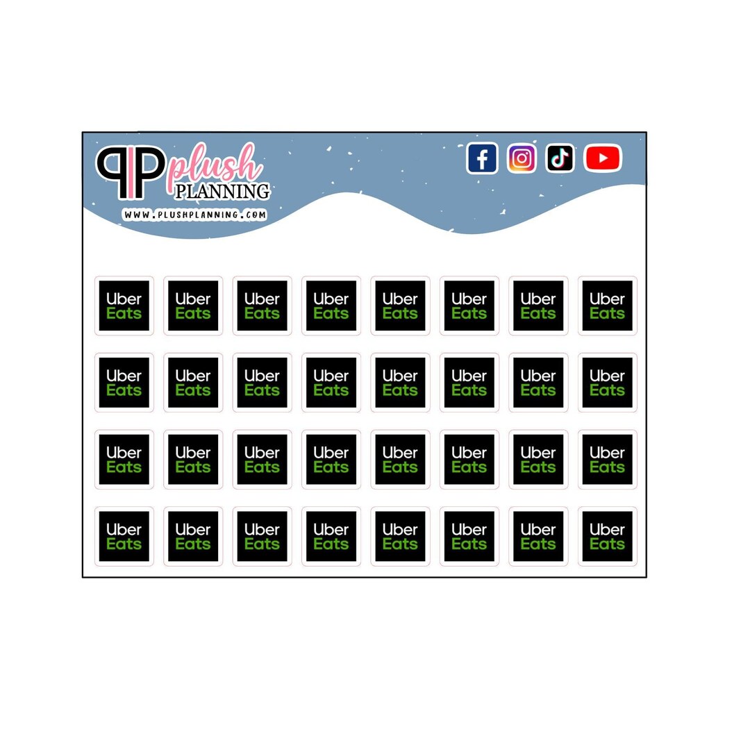 Uber Eats Squares Tracker Planner Stickers, Uber Eats Take Out Daily ...