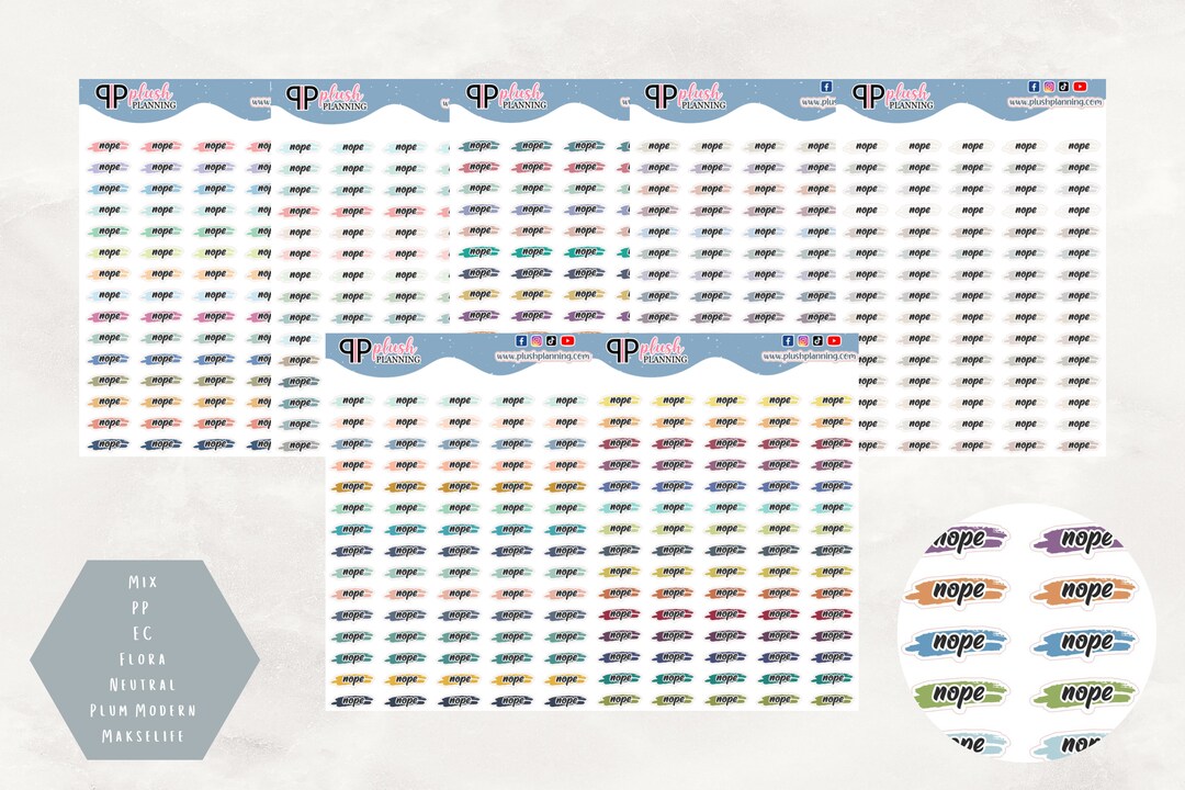 Nope Script With Brush Overlay Planner Stickers, Functional Planner ...