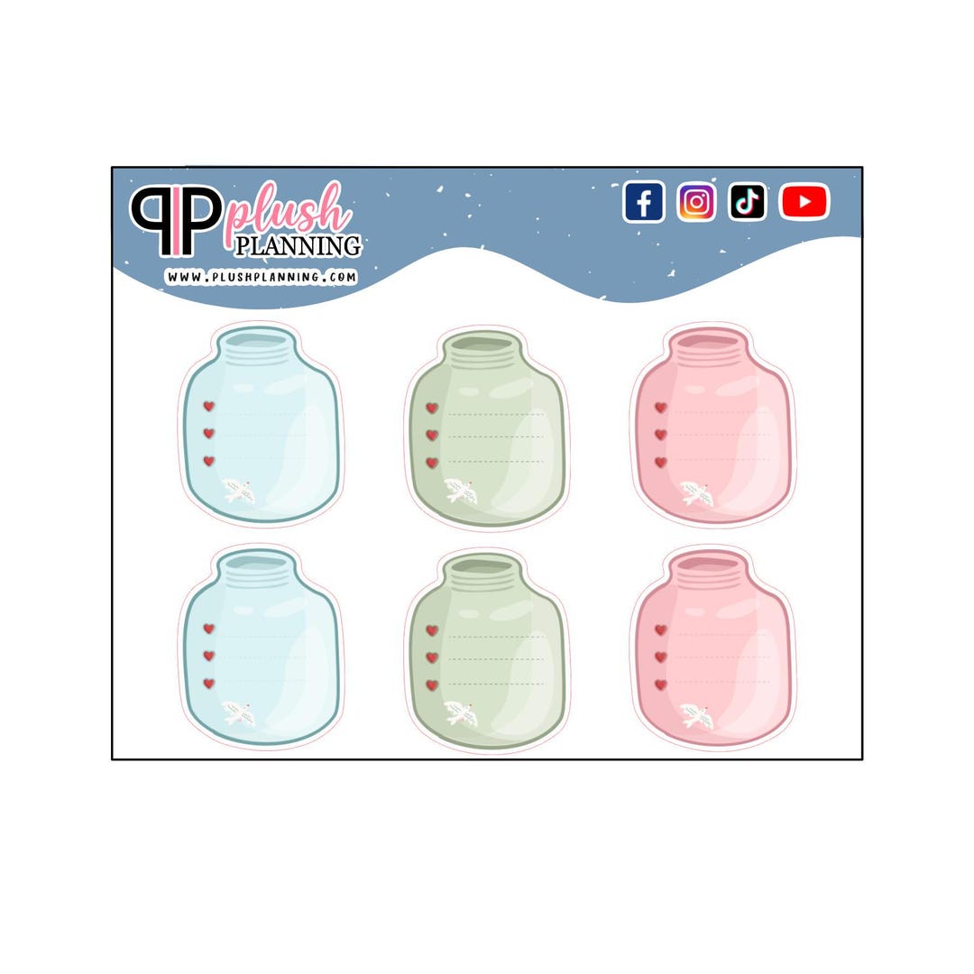 Bottle Heart Checklist Tracker Planner Stickers, Functional Planner ...