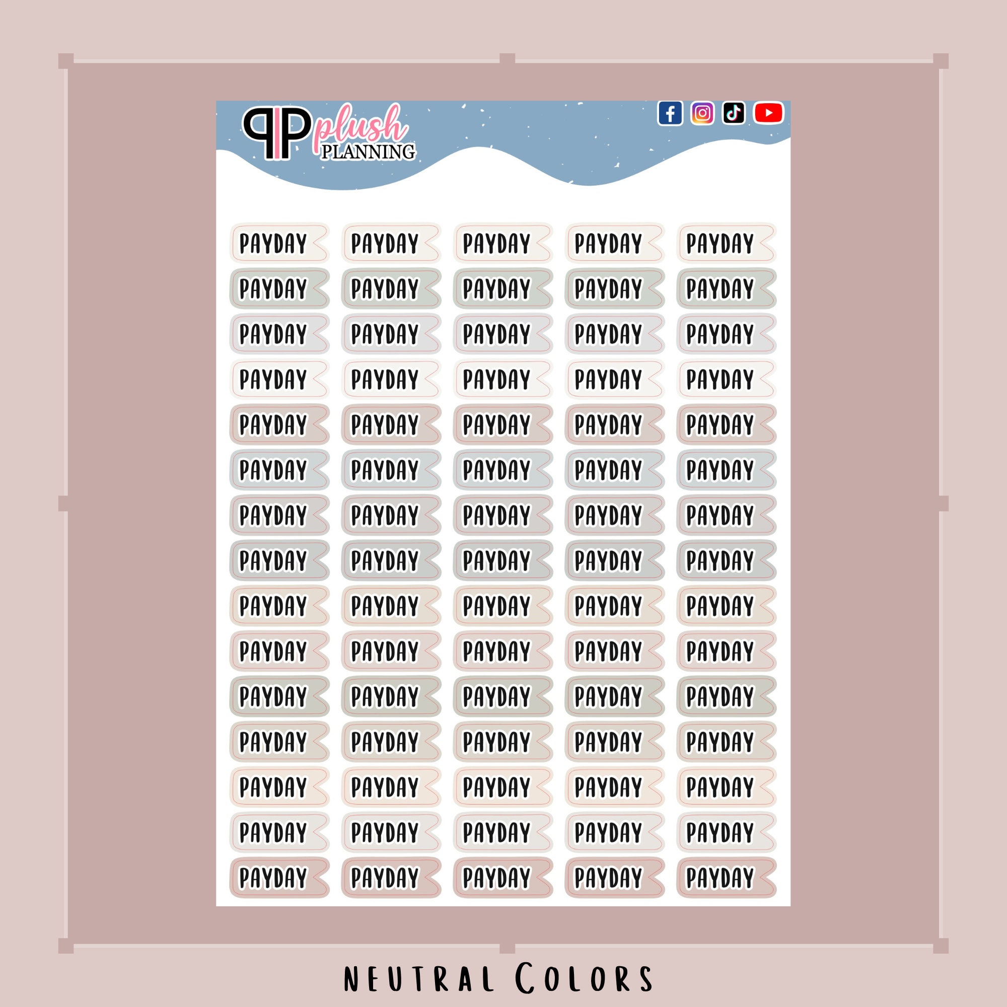 Payday Flags Tracker Planner Stickers Mix Colors PP Colors - Etsy