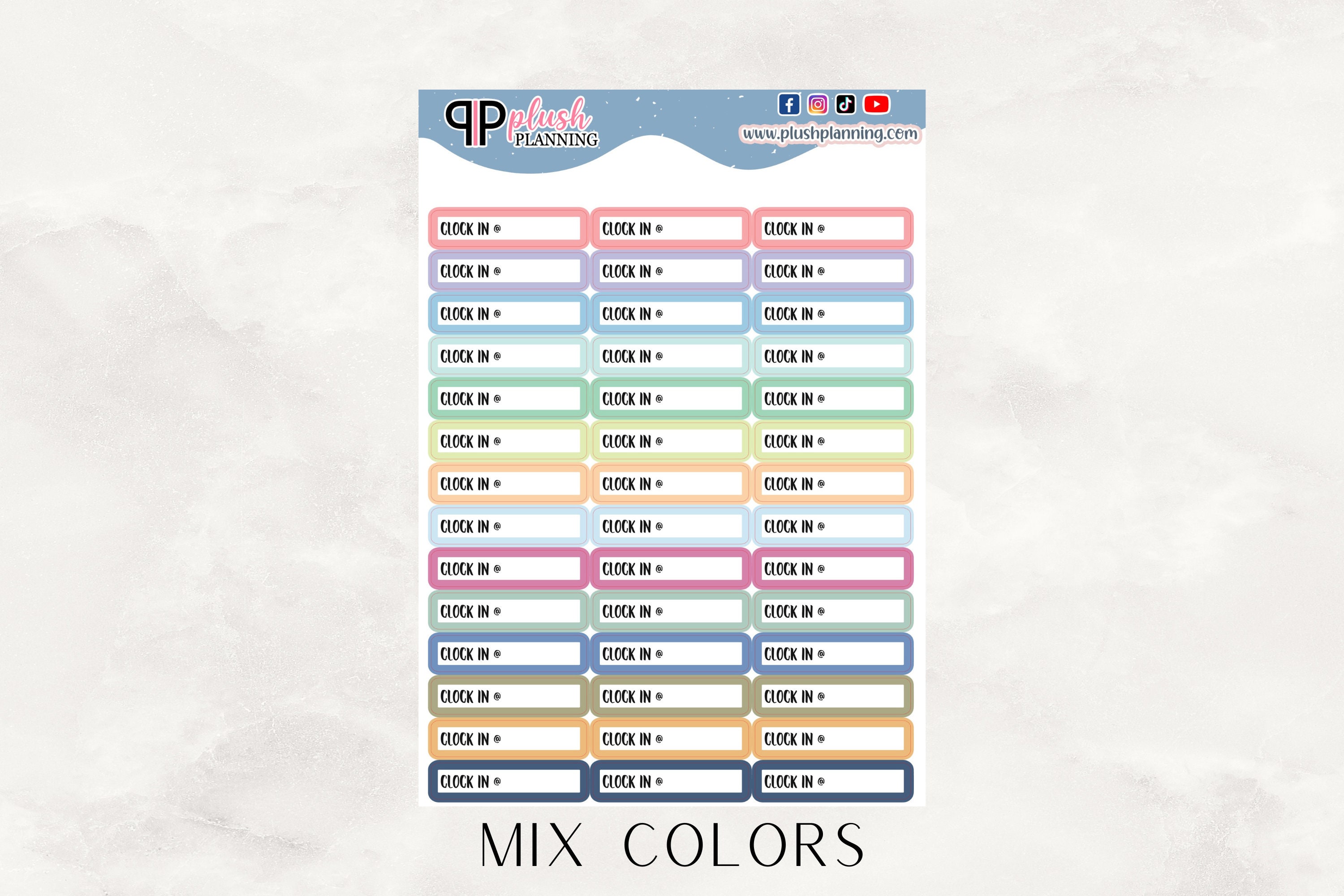 Clock in Label Tracker Planner Stickers Work Schedule Clock - Etsy