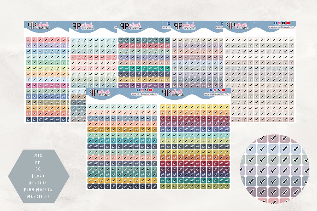 Check Mark Tracker, Square Tracker Planner Stickers, Itty Bitty ...