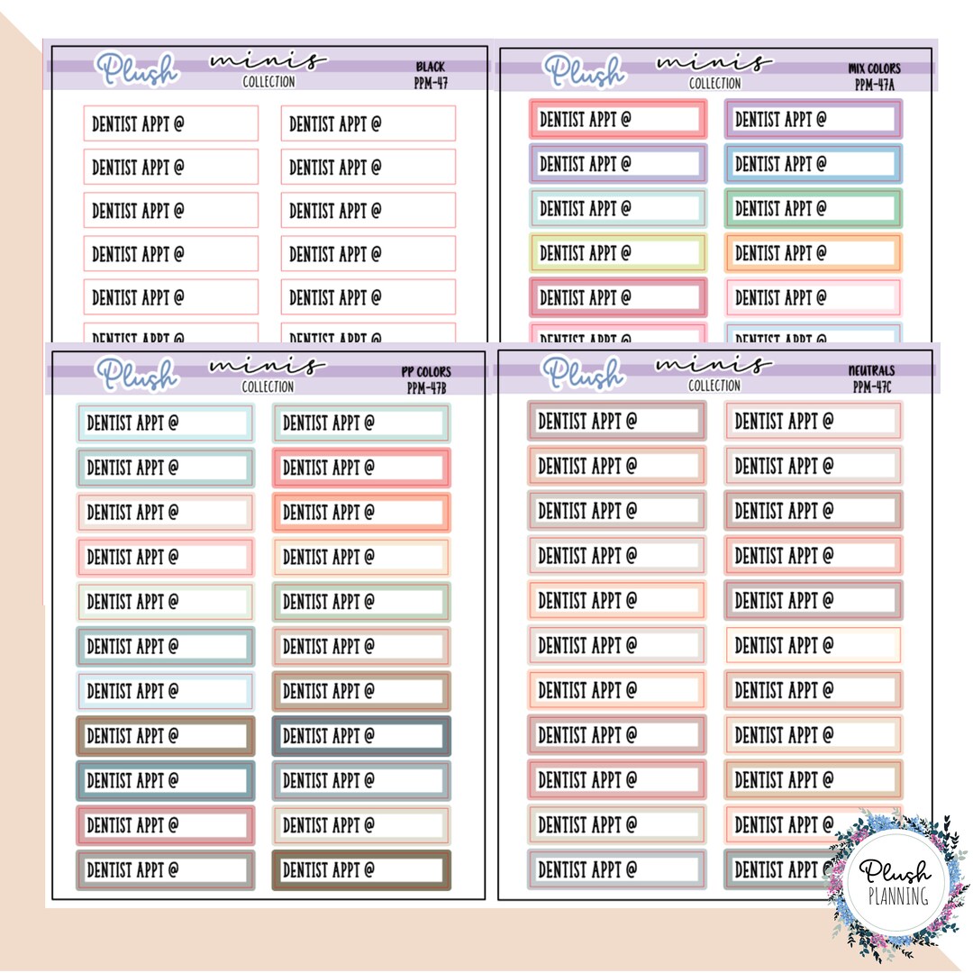 Dentist Appt Label Tracker Planner Stickers, Functional Planner ...