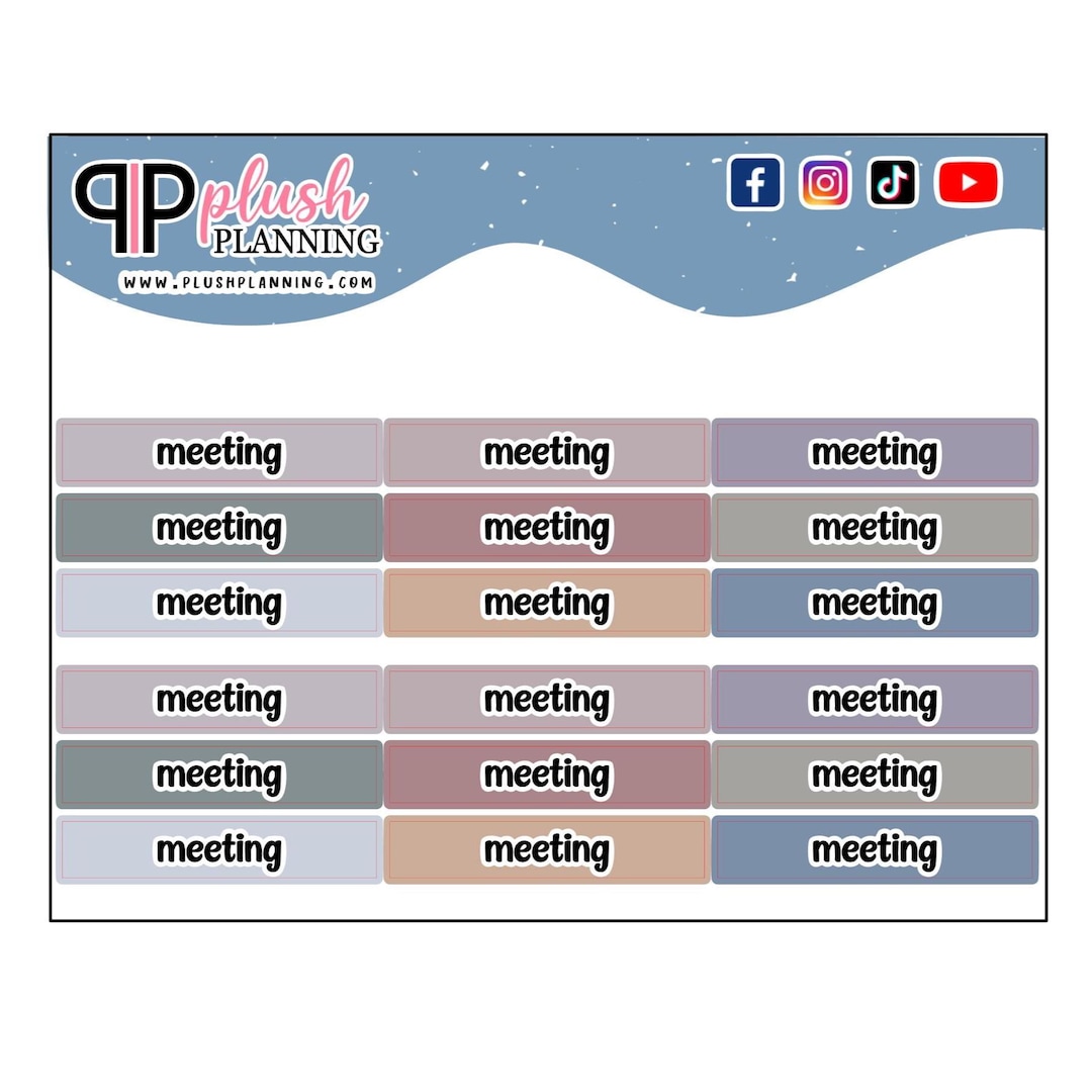 Meeting Label Header Tracker Planner Stickers, Functional Planner ...