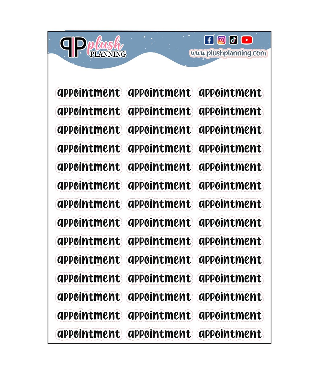 Appointment Script Stickers, Bold Font, Black Color Functional Script ...