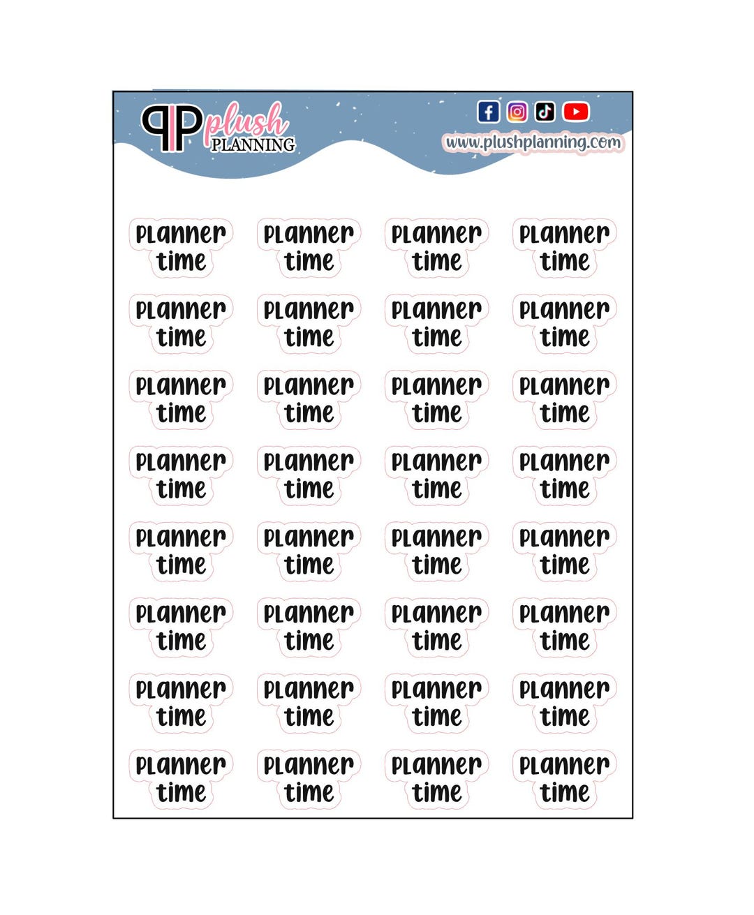 Planner Time Script Stickers, Bold Font, Black Color Functional Script ...