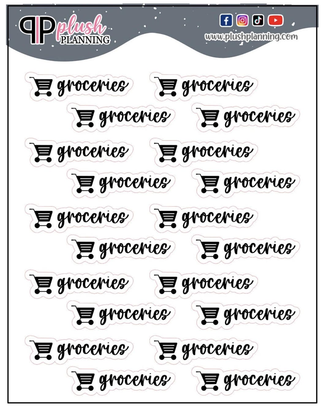 Groceries Tracker Mixed Script With Icon Planner Stickers, Mini Sheet ...
