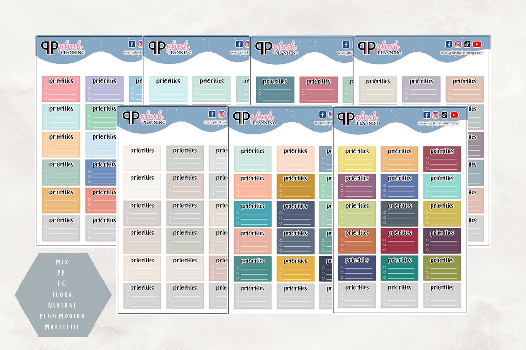 Writable Priorities Checklist Label Tracker Planner Stickers, Removable ...