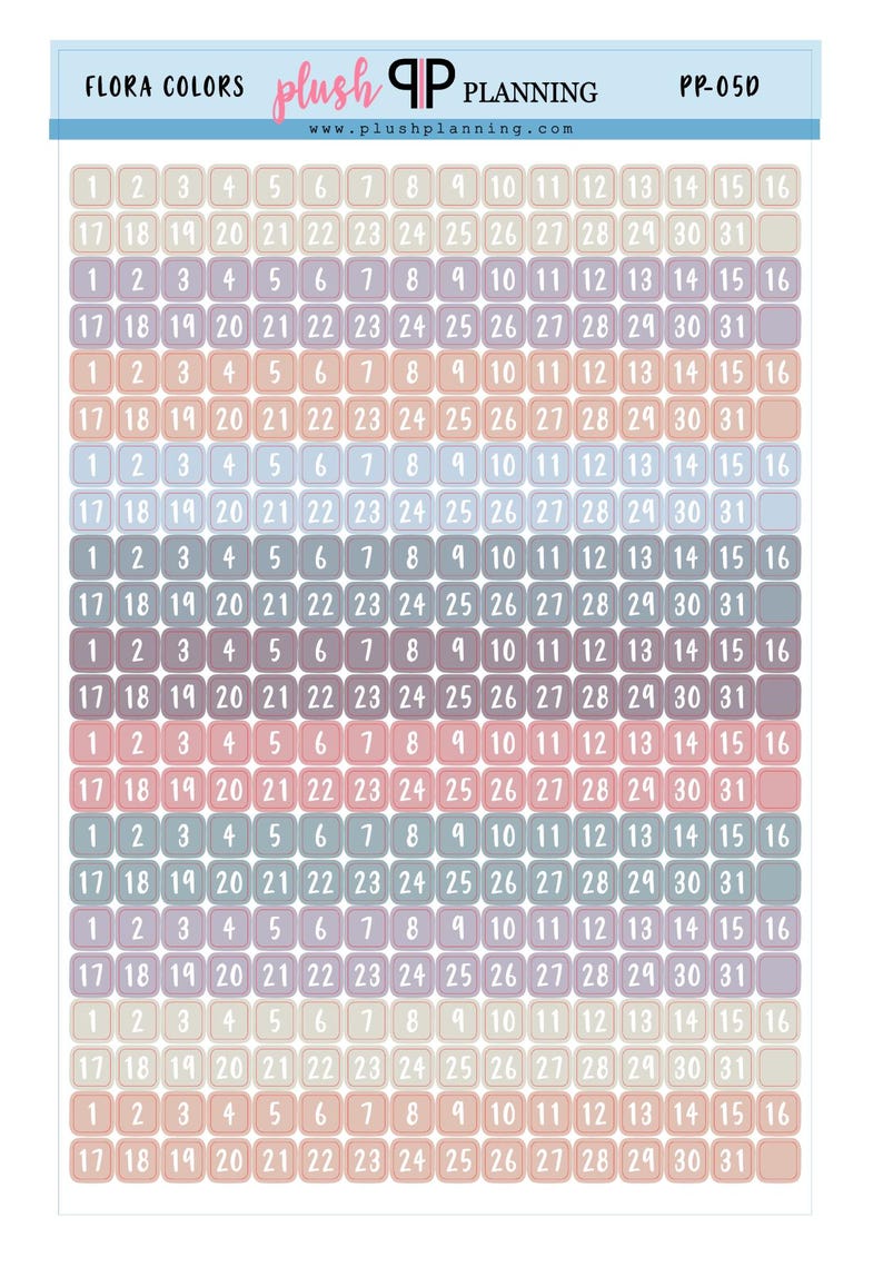 Date Squares Planner Stickers, Pick A Color, for Changeable Replaceable ...