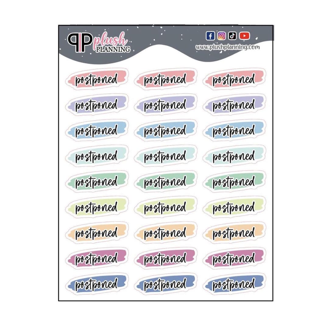 Postponed Script Watercolor Swatches Planner Stickers, Fancy Planner ...