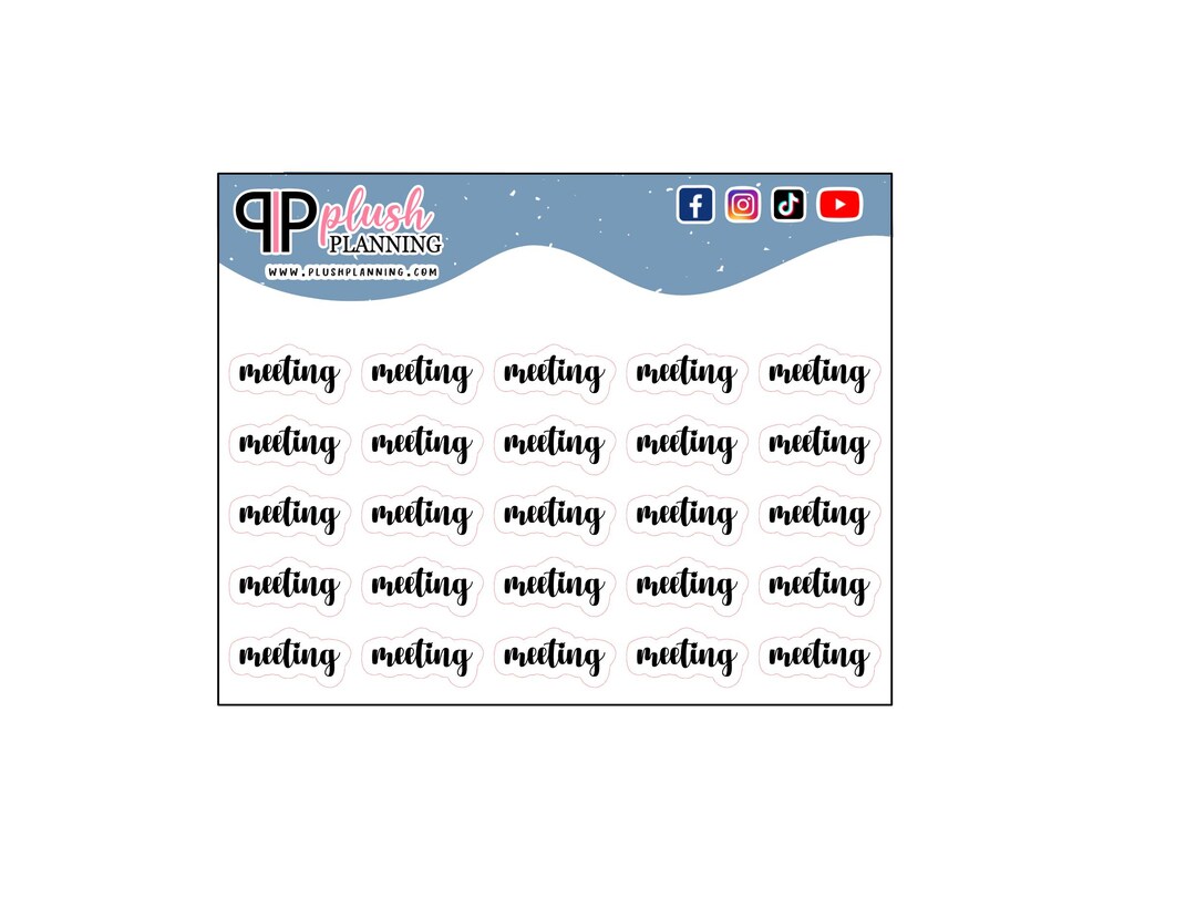 Meeting Cursive Script Planner Stickers, Functional Cursive Script ...