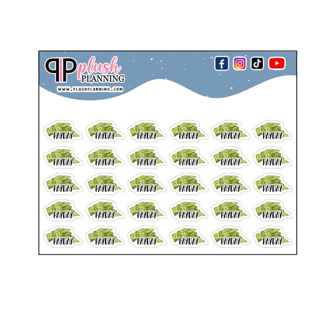 Payday Tracker With Dollars Money Decorative Planner Stickers ...