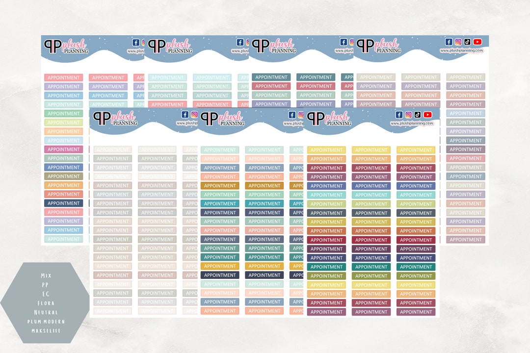 Appointment Header Tracker Planner Stickers, Functional Stickers, Plush ...