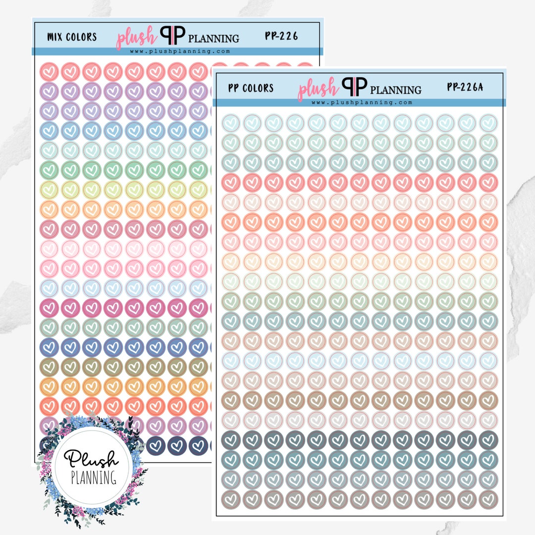 Heart Icon Dot Planner Stickers, Icon Dots, Dots Tracker - Etsy