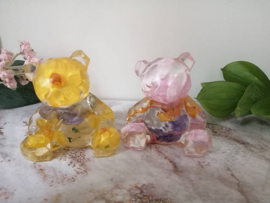 Real Flower Resin Teddy Keepsake Gift Custom made from real | Etsy