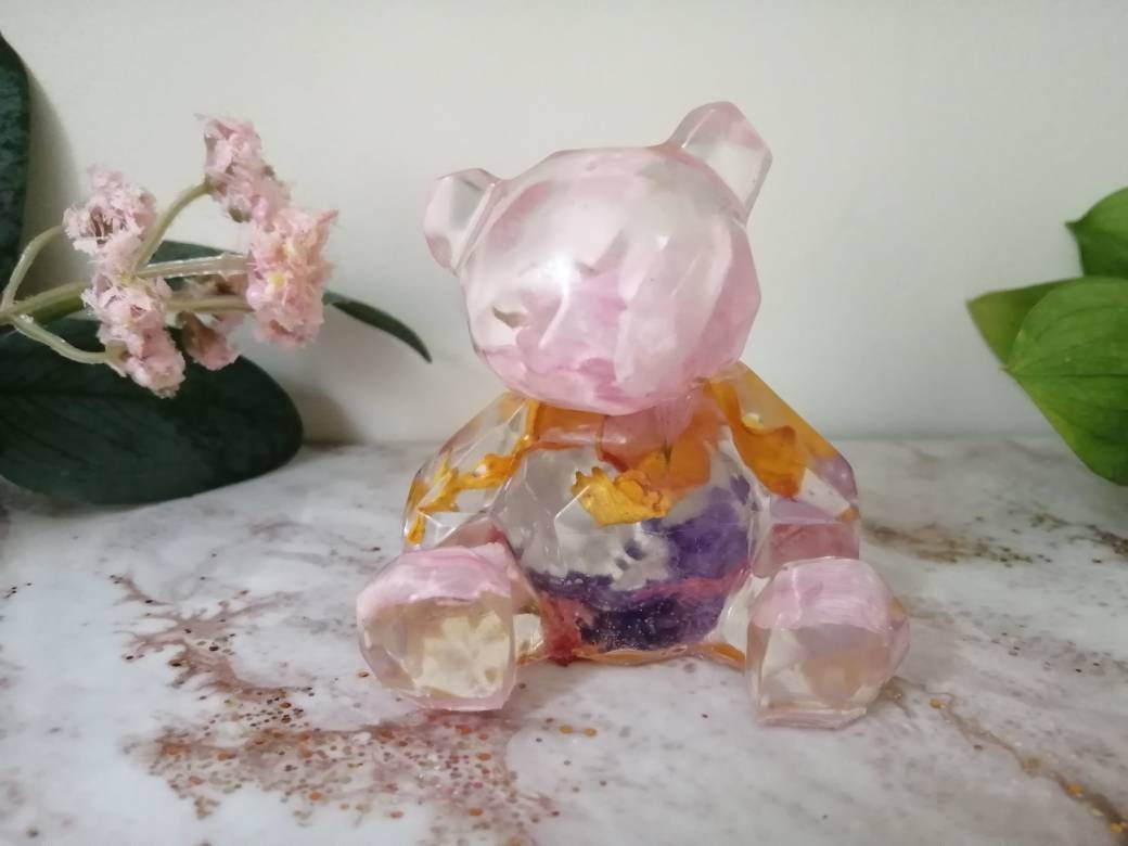Real Flower Resin Teddy Keepsake Gift Custom made from real | Etsy