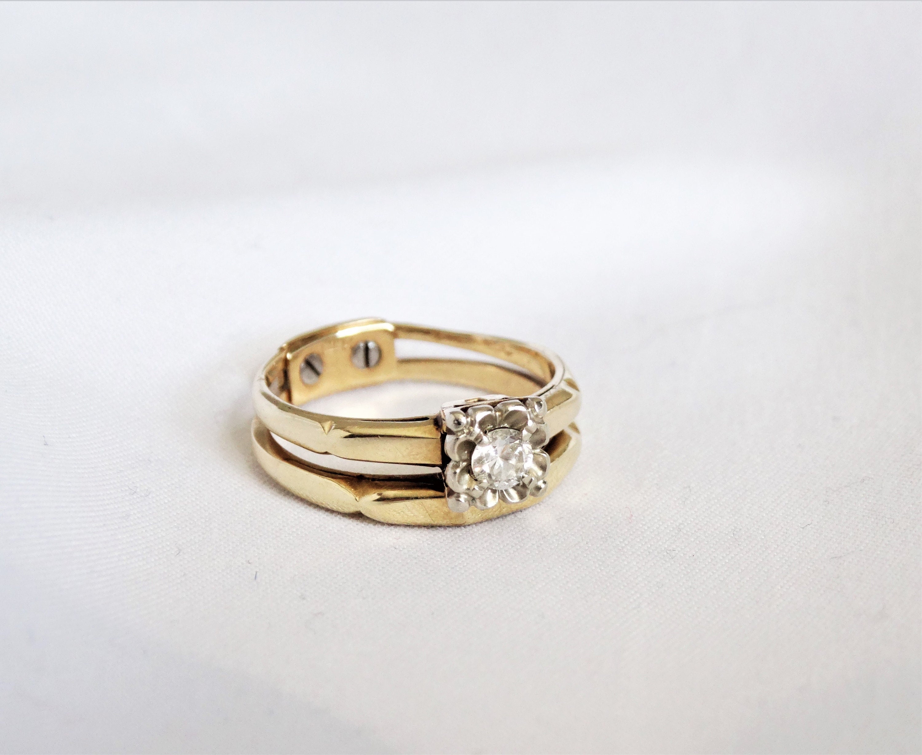 Estate KAYNAR Diamond 14K Vintage Ring Size 6 3/4 Art Deco - Etsy