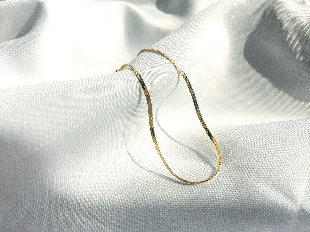 14k Gold Oroamerica Herringbone Chain Bracelet - Etsy