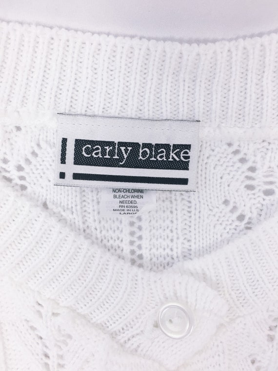 Vintage Carly Blake White Knit Cardigan, Women's Sz. L - Gem
