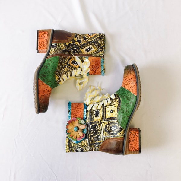 Patchwork Boots - Etsy
